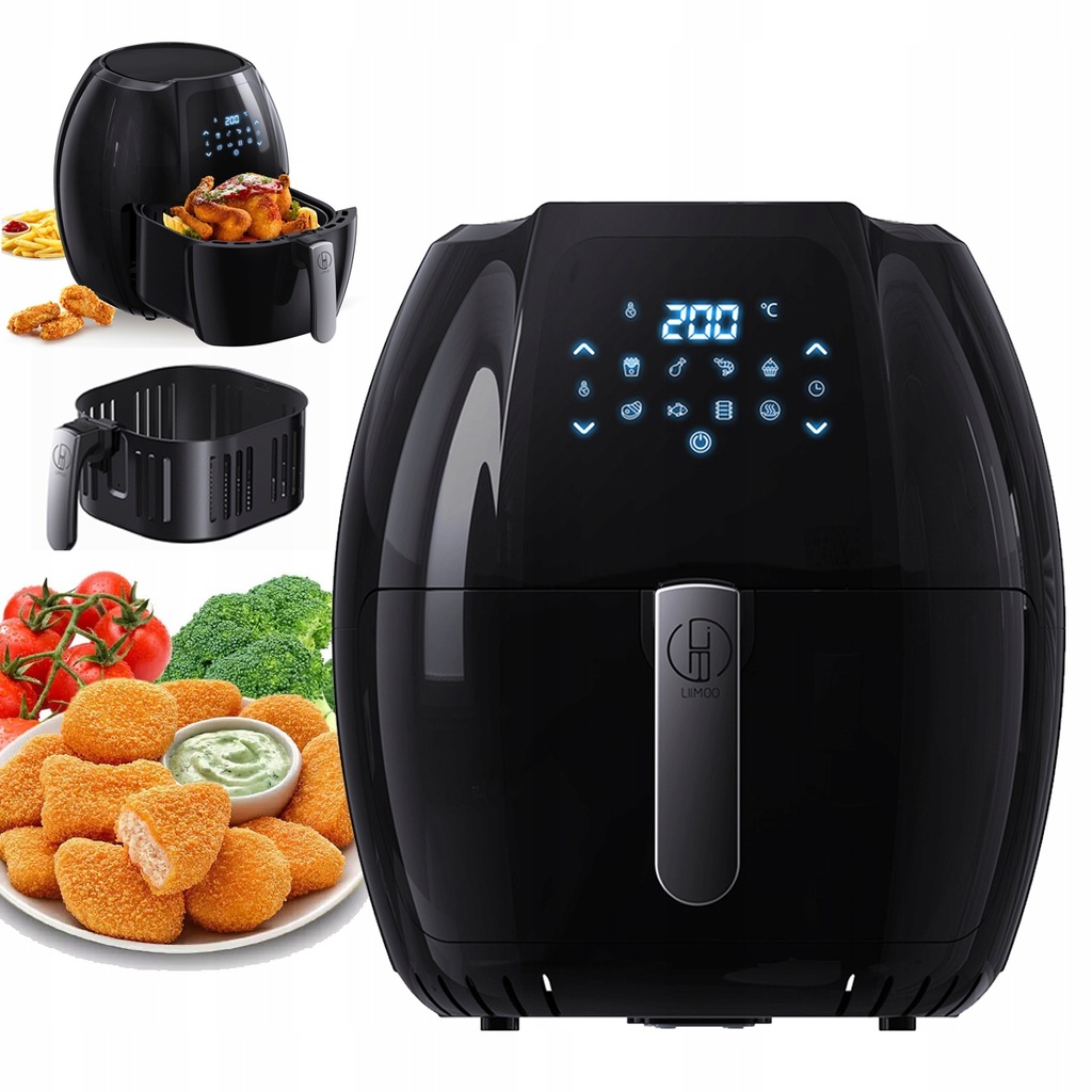 FRYTKOWNICA BEZTŁUSZCZOWA FRYTOWNICA AIR FRYER SEPARATOR MOCNA 1800W 8L ...