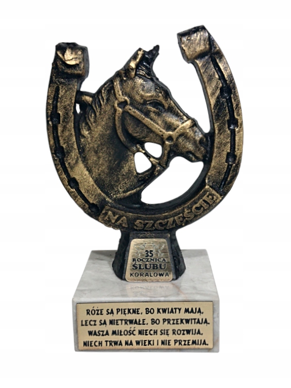 Podkowa 35 rocznica ślubu statuetka koń pamiątka - 13340608707 ...