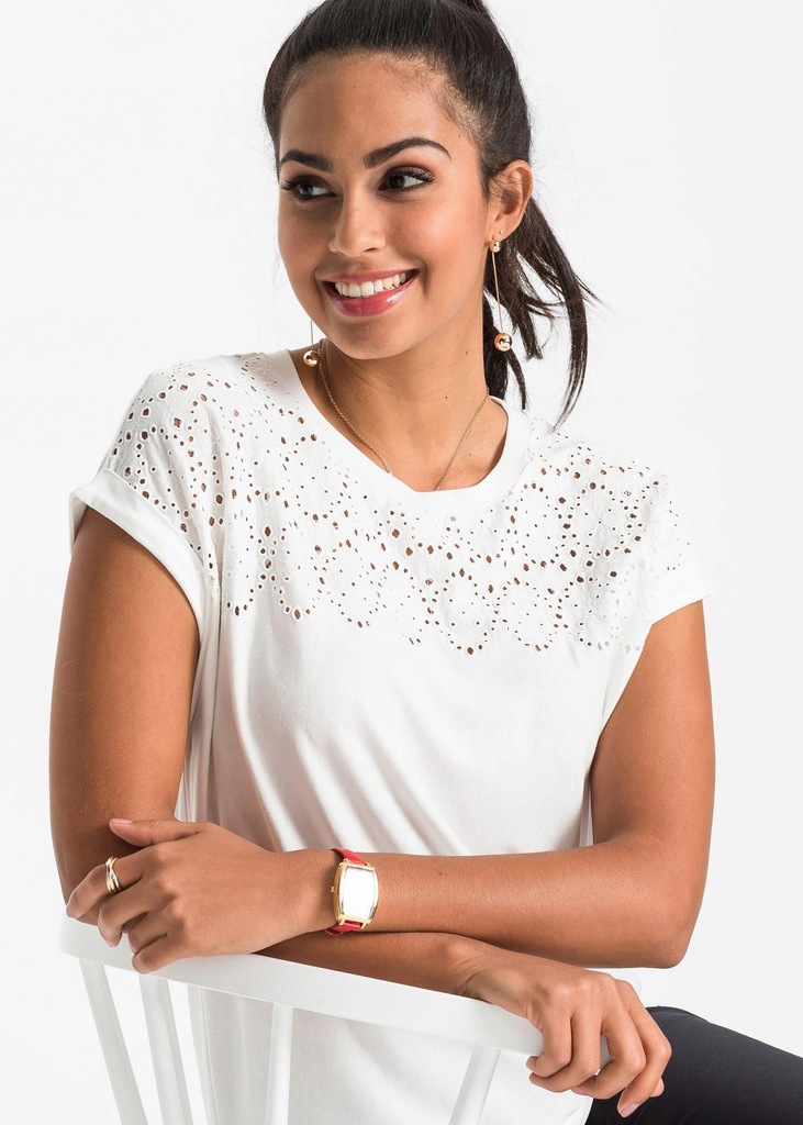 BODYFLIRT BLUZKA OVERSIZE AŻUROWY DEKOLT- 46 3XL - 13563899050 ...