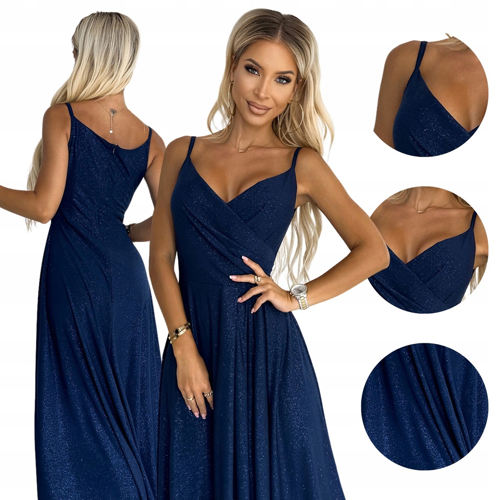 Satynowa sukienka MAXI dekolt serek na studniówkę cienkie ramiączka S - 17019703500 - oficjalne ...