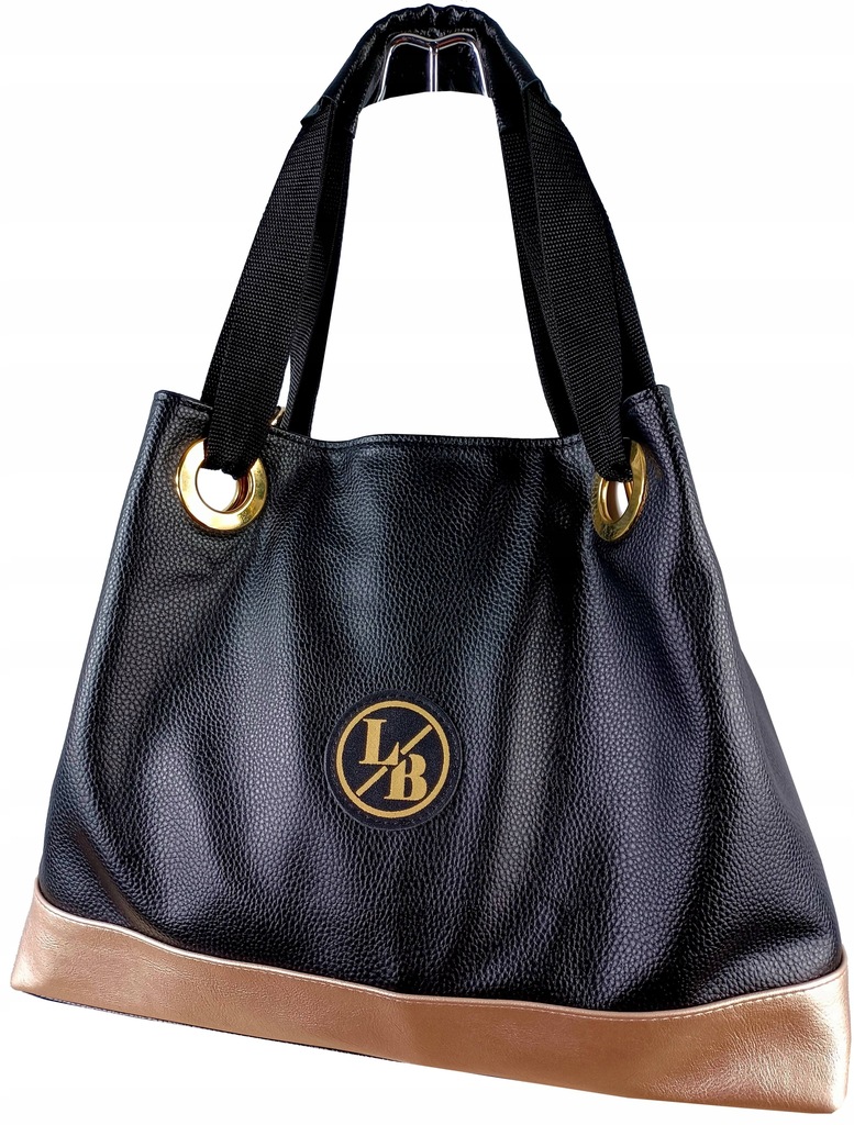 LAURA BIAGGI CZARNA torebka A4 shopper CZARNY MAT - 12976043463 - oficjalne archiwum Allegro