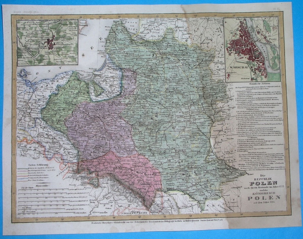 1849 ORYGINAŁ MAPA POLSKI MAZOWSZE PRUSY KRESY Warszawa Kraków Gdańsk Wilno - 17462093300 ...