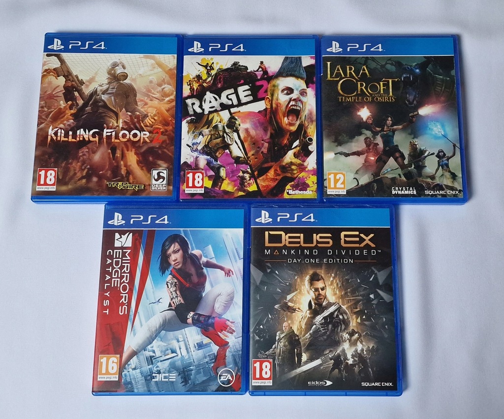 ZESTAW GIER PS4 PS5 LARA CROFT RAGE 2 DEUS EX KILLING FLOOR 2 MIRROR'S EDGE - 13041412744 ...