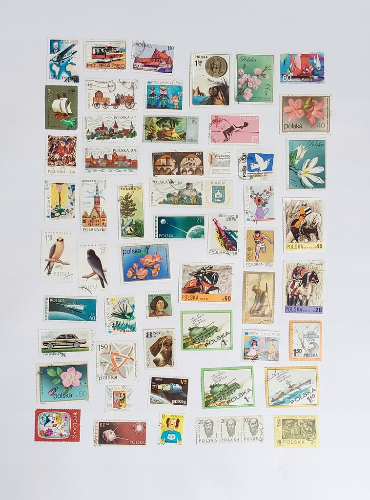 Filatelistyka ZNACZKI POCZTOWE Polska 55 Sztuk - 14751588390 ...