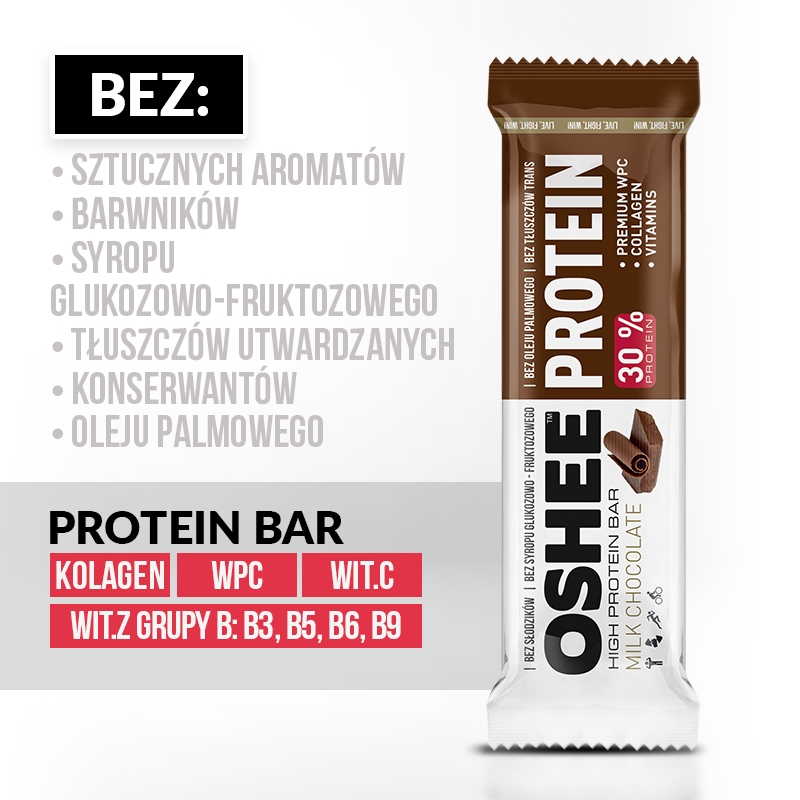 Oshee Baton białkowy protein, mleczny 30% białka - 11770050394 ...