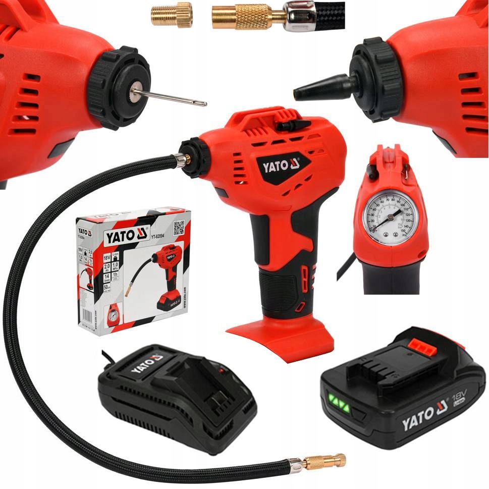 YATO PISTOLET KOMPRESOR AKUMULATOROWY 18V 2.0AH - 8643581615 - oficjalne archiwum Allegro