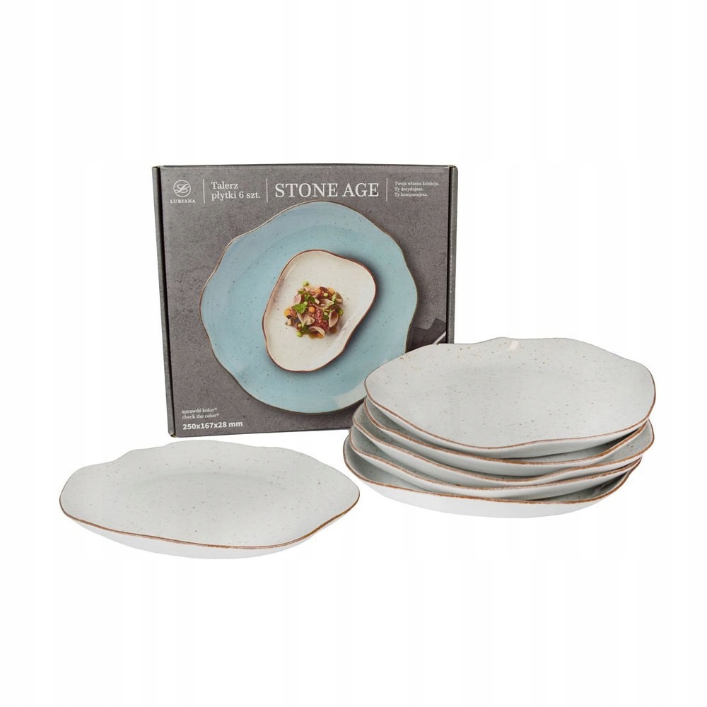 LUBIANA KOMPLET 6 TALERZY PŁYTKICH 25 CM STONE AGE - 12646537830 ...