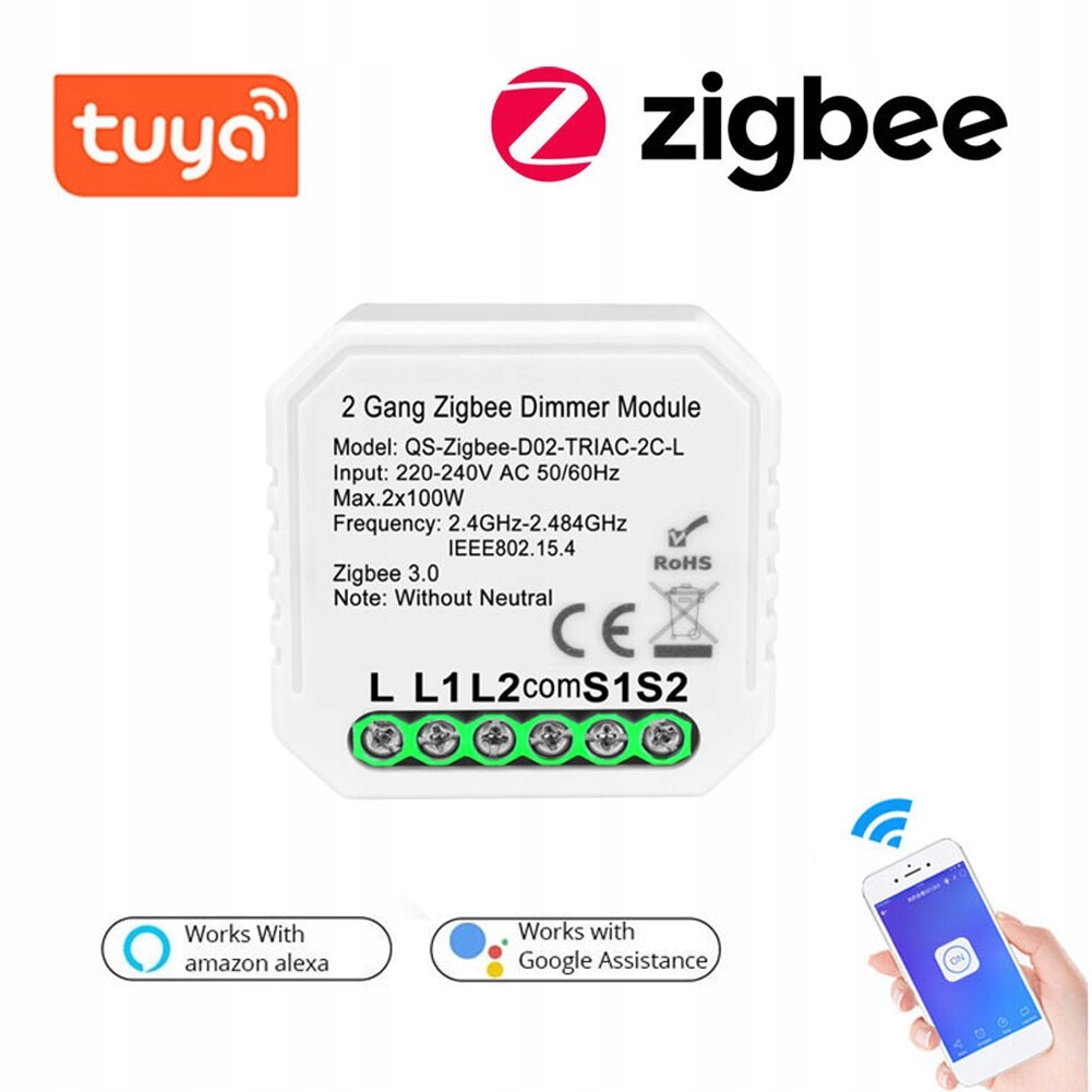 Tuya ZigBee 1 Gang/2 Gang ściemniacz przełącznik m - 12057512092 - oficjalne archiwum Allegro