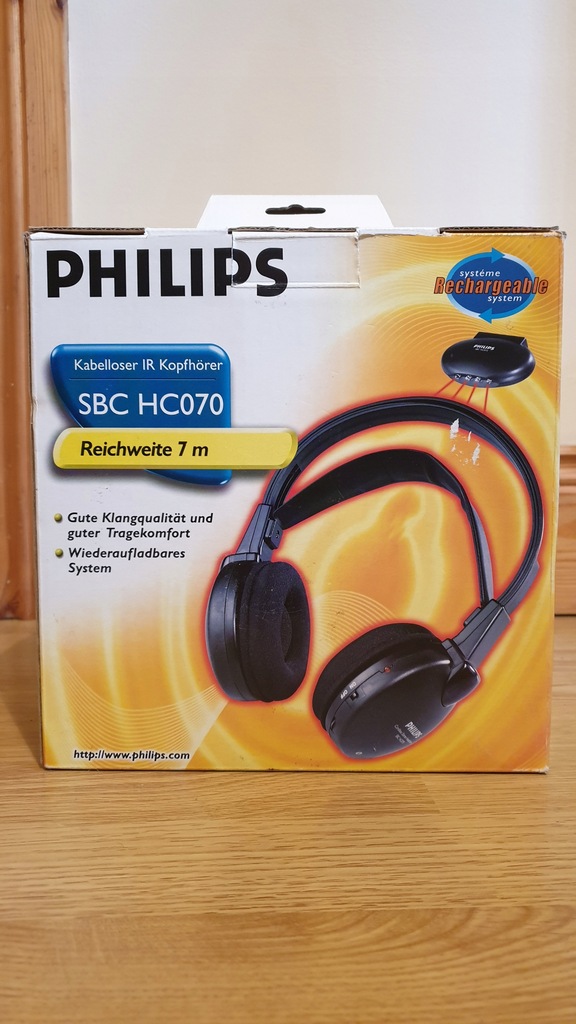 Słuchawki bezprzewodowe na głowę Philips SBC HC070 - 11654358150 ...