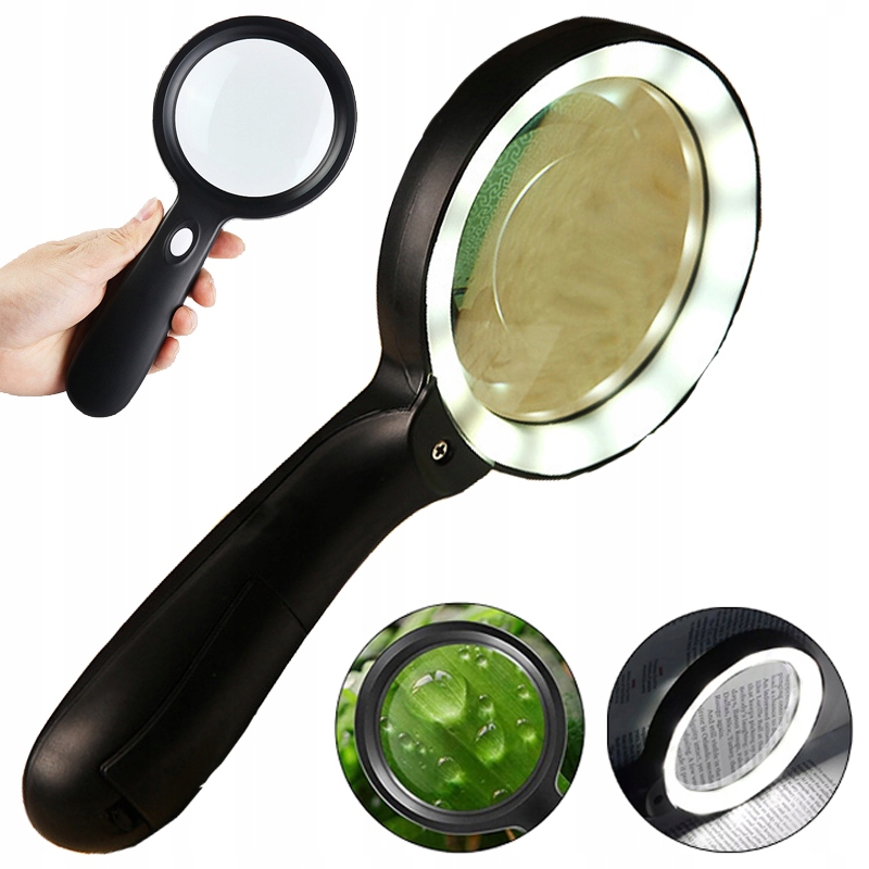 DUŻA LUPA 10X POWIĘKSZAJĄCE Z PODŚWIETLENIE 12LED - 13622918846 ...