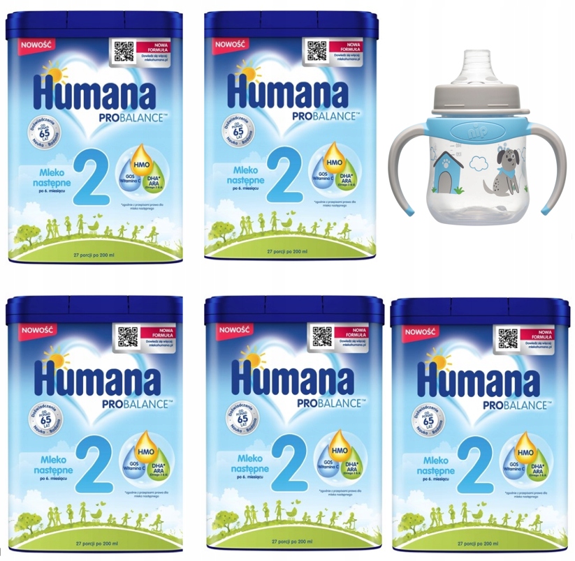 Humana 2 750g HMO 6m+ x 5 szt + Gratis Butelka/Bidon z uchwytem 6m+, 150 ml - 15256899927 ...