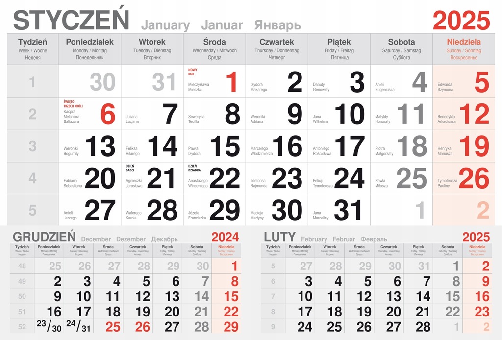 KALENDARIUM JEDNODZIELNE 2025 - projekt do druku - 15643487495 ...
