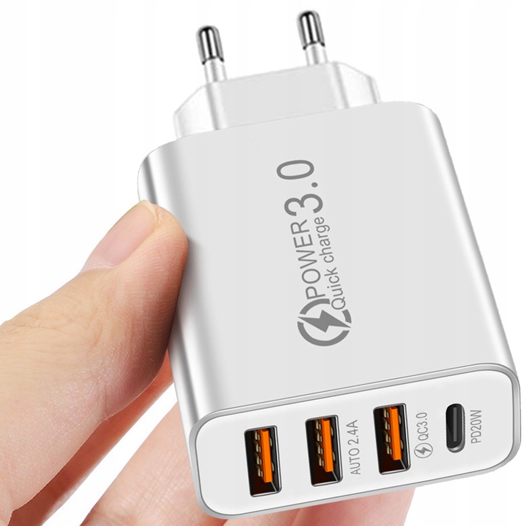 ŁADOWARKA SIECIOWA USB-C i 3x USB 20W PD QC 3.0 - 12505208368 - oficjalne archiwum Allegro