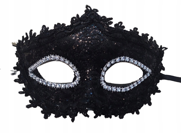 Maska Wenecka Czarna Bal Maskowy wiązana - 12720724428 - oficjalne ...