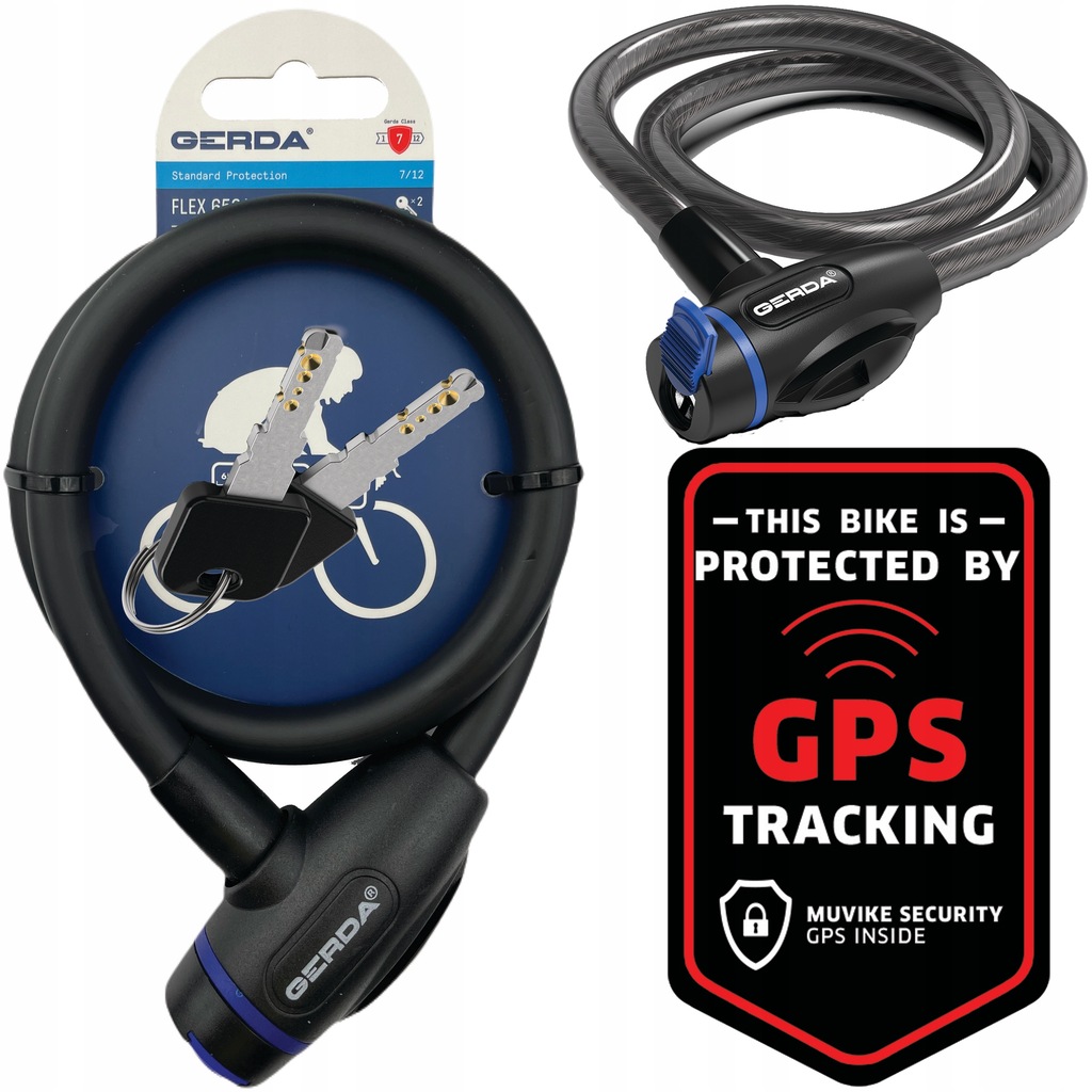 Zapięcie rowerowe GERDA FLEX 65cm gruba linka 12mm - 12107951046 - oficjalne archiwum Allegro