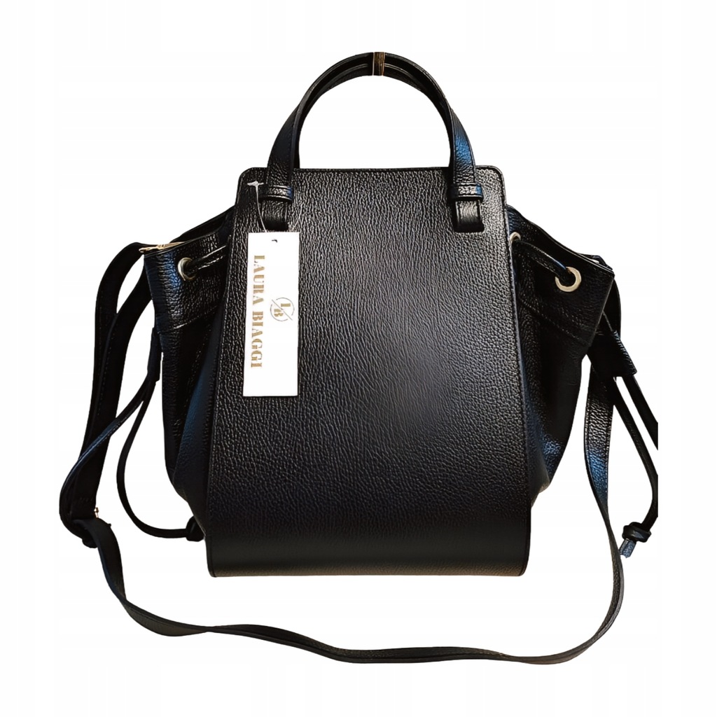 Laura Biaggi torba shopper skórzana czarna - 16973361849 - oficjalne archiwum Allegro