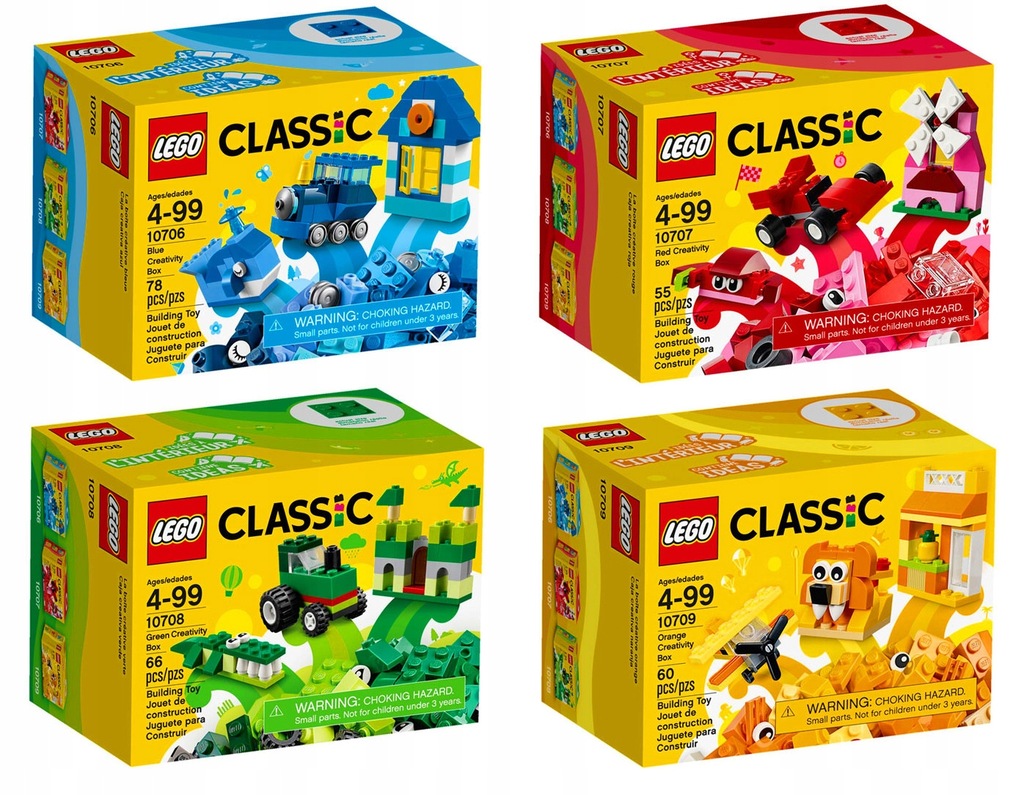 LEGO CLASSIC PAKIET 10706 + 10707 + 10708 + 10709 - 8633853049 ...