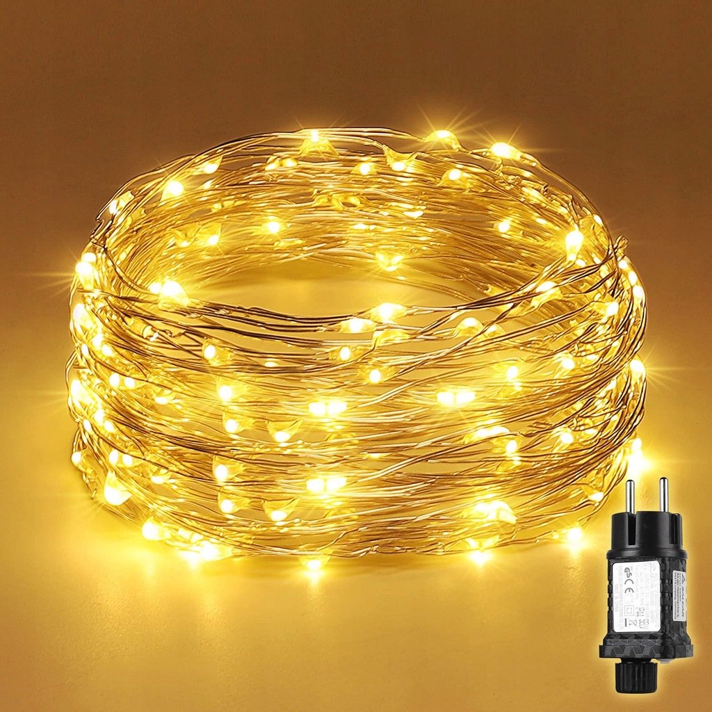 SALCAR LAMPKI LED NA DRUCIE MIEDZIANYM CIEPŁE BIAŁE 8 TRYBÓW 200 LED ...