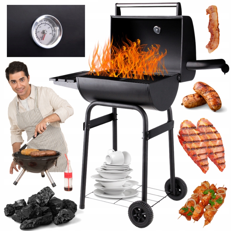 Duży GRILL GRIL OGRODOWY PROFESJONALNY Z POKRYWĄ - 13479351961 ...