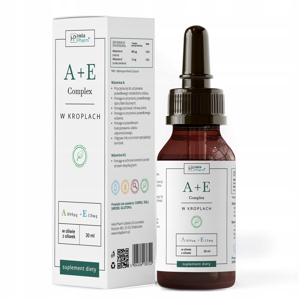 Witaminy A+E krople SKÓRA, WŁOSY, PAZNOKCIE 30ml - 12853285637 ...