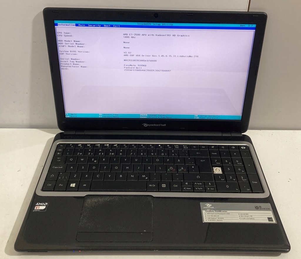 LAPTOP PACKARD BELL MS2384 AMD E1 4GB DVF389L - 13464369509 - oficjalne ...