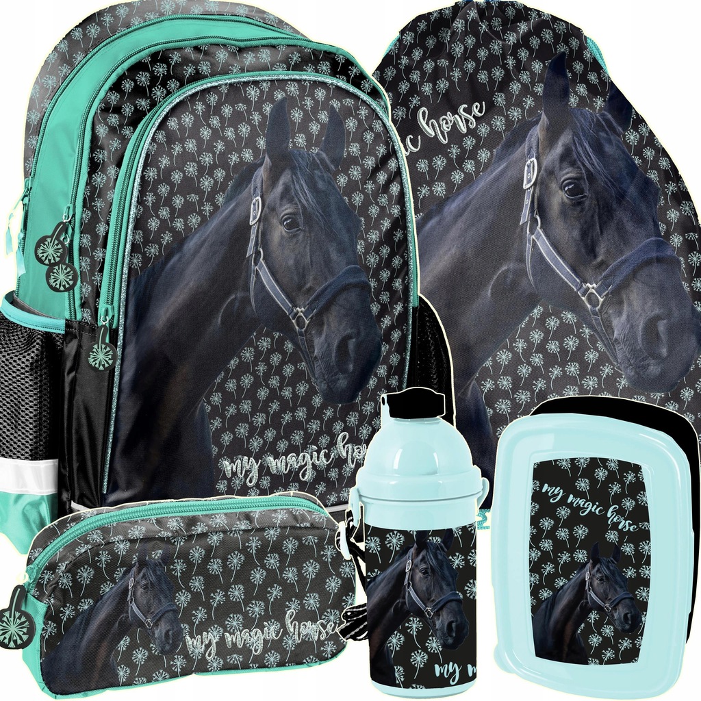 PLECAK SZKOLNY Z KONIEM KOŃ KOMPLET DLA DZIEWCZYNY - 8258985415 - oficjalne archiwum Allegro