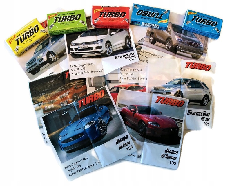 Gumy do żucia TURBO z obrazkami 100 szt Guma Auta - 8668419656 ...