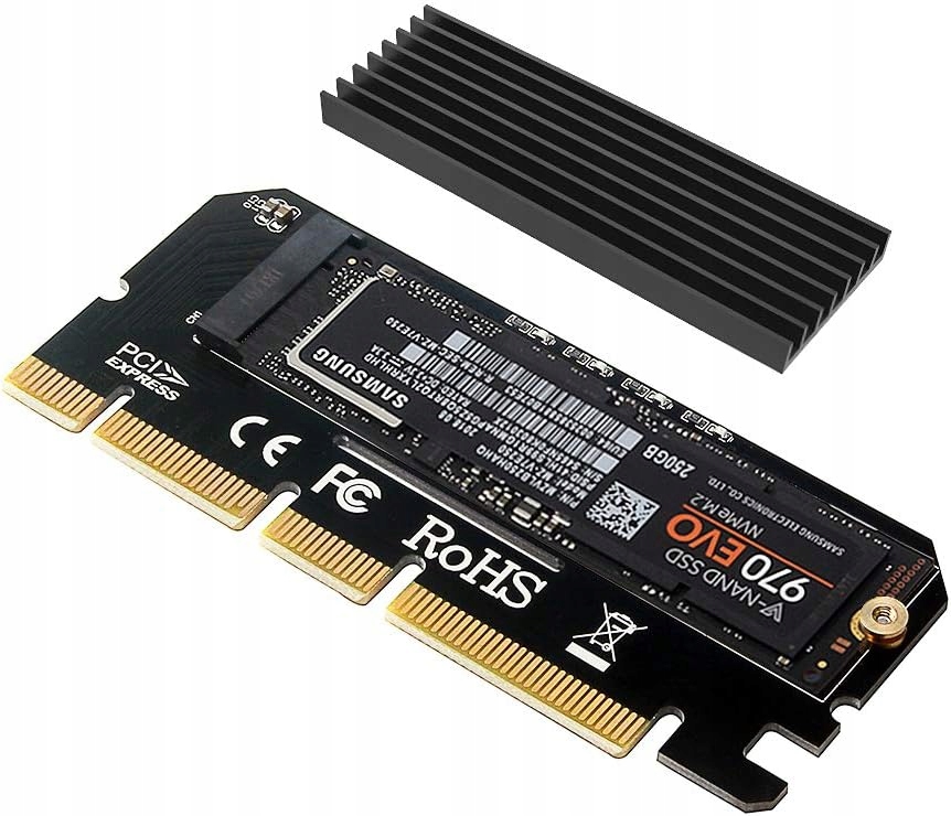 NVME adapter PCIe x16 z radiatorem, 6amLifestyle M.2 NVME lub AHCI SSD ...