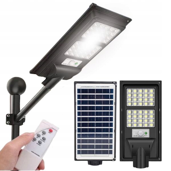 Solarna lampa LED latarnia uliczna 150W czujnik ruchu i zmierzchu + pilot - 17397752008 ...