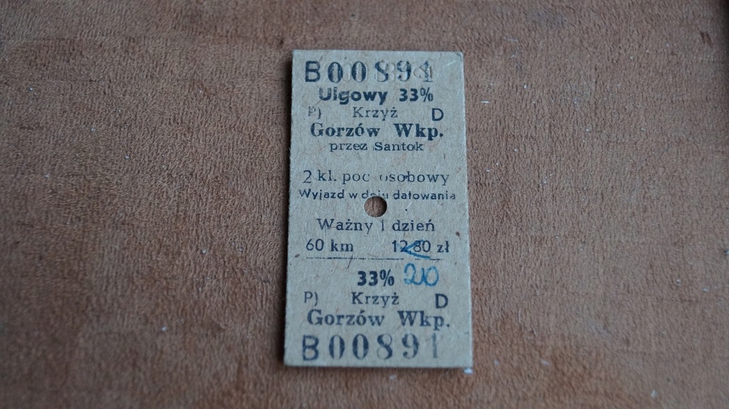 Bilet kartonikowy PKP Krzyż Gorzów Wlkp - 12646166303 - oficjalne archiwum Allegro
