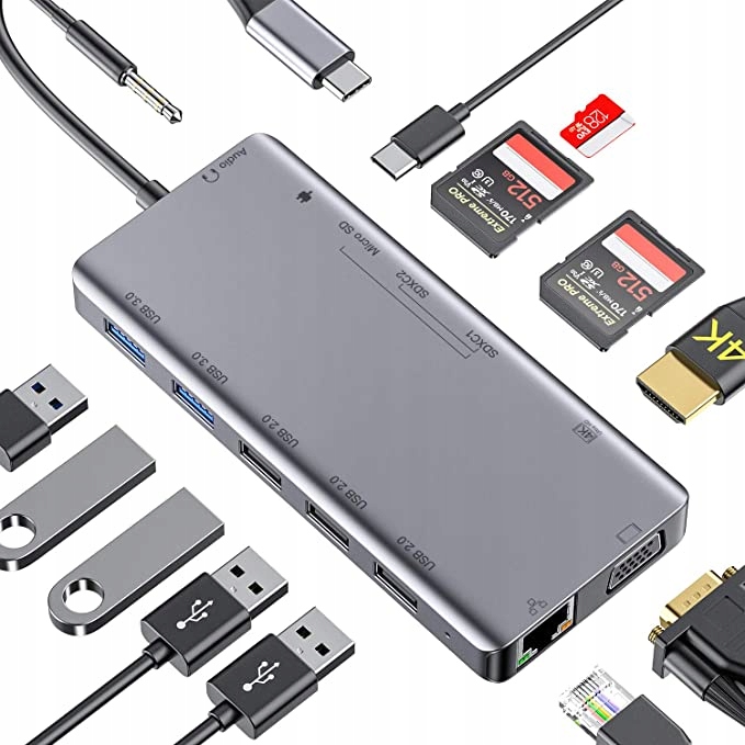 Mokai Start USB C Hub, adapter 13 w 1 typu C - 12271248684 - oficjalne ...