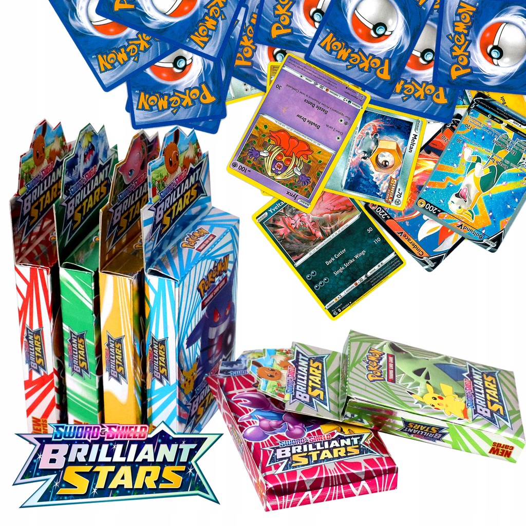 Karty Pokemon GO BRILLIANT STARS 100 szt ZESTAW - 11995480185 ...