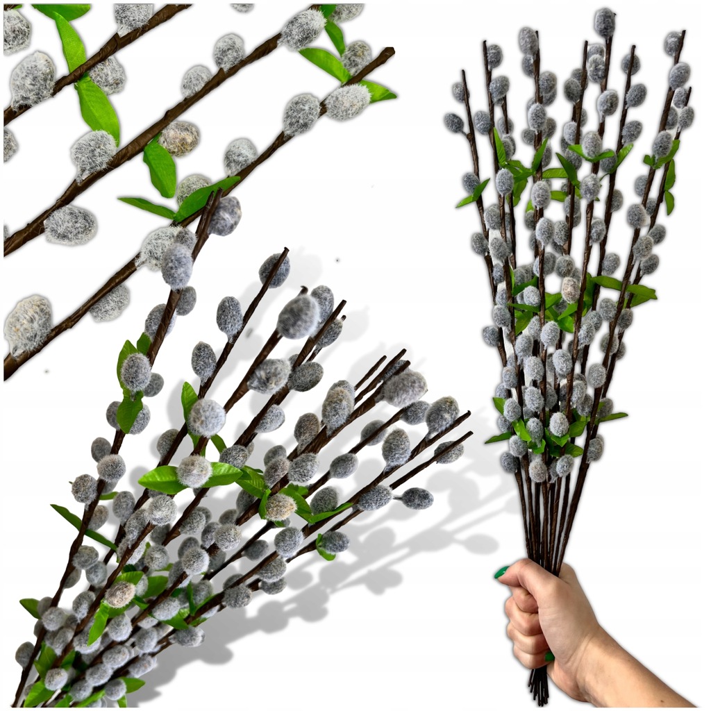 SZTUCZNE BAZIE KOTKI JAK ŻWYE KWIATY GAŁĄZKI 50 CM - 13494317535 ...