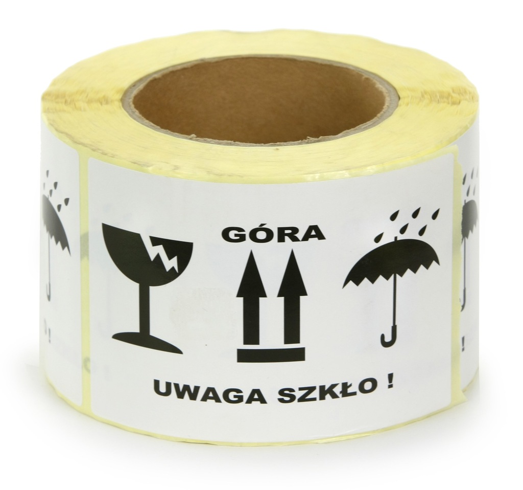 NAKLEJKI ETYKIETY OSTRZEGAWCZE UWAGA SZKŁO 500SZT - 7476756851 - oficjalne archiwum Allegro
