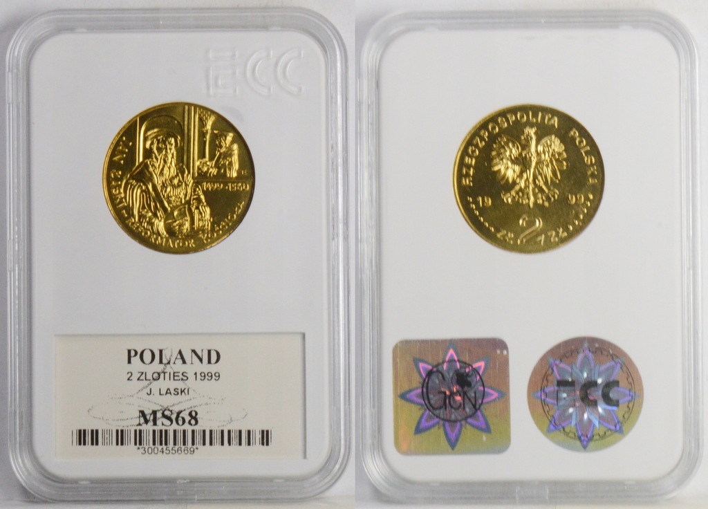 CN. 2 ZŁOTE 1999 JAN ŁASKI MS68 4.04 - 15413289958 - oficjalne archiwum Allegro