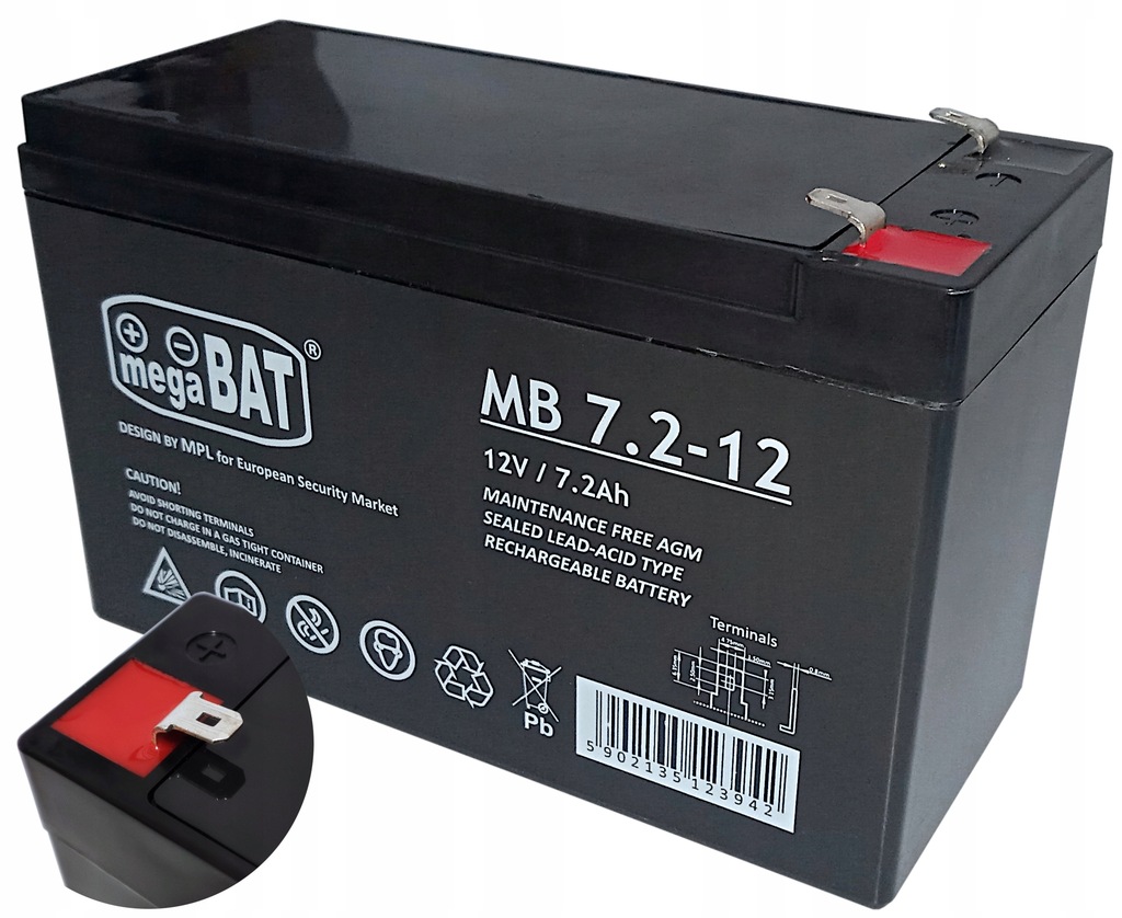 MegaBAT Akumulator bezobsługowy AGM 12V 7,2Ah - 12998089613 - oficjalne archiwum Allegro