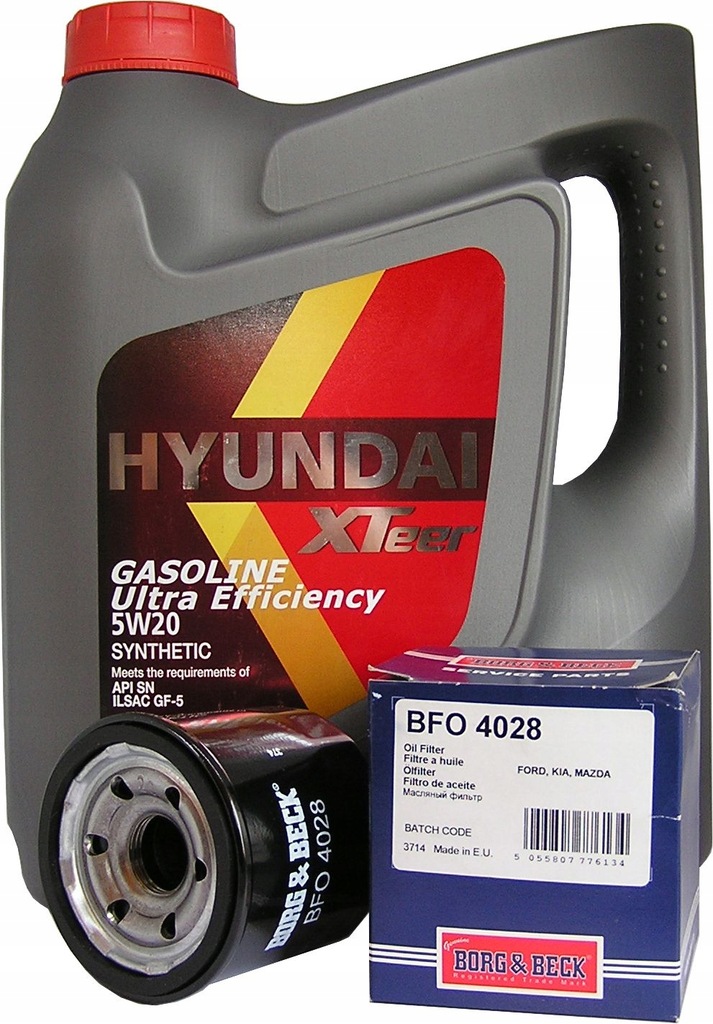 HYUNDAI, KIA filtr oleju + olej 5W20 OE 4L !!!! - 7525345510 - oficjalne archiwum Allegro
