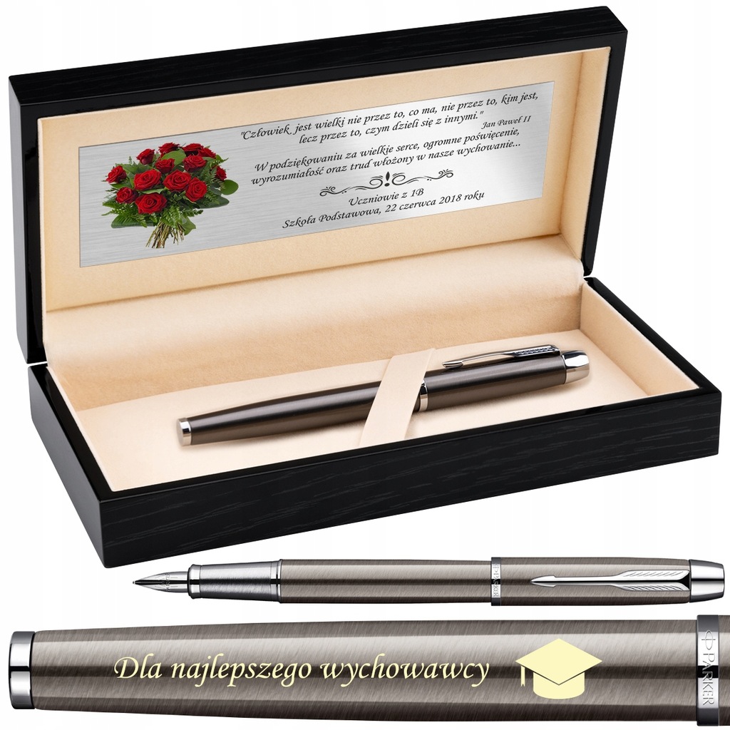 Pióro Parker IM Gun Metal Etui Drewno z Grawerem - 8111242388 ...