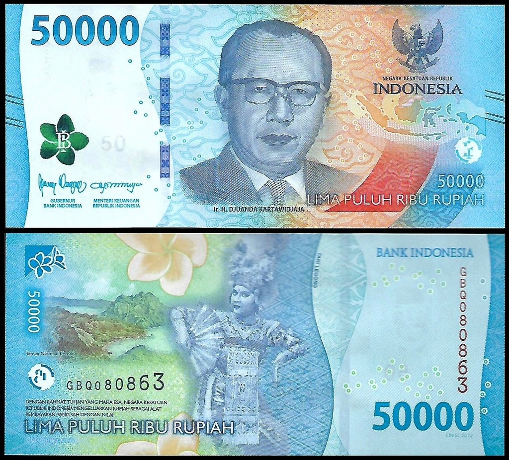 * INDONEZJA 50000 rupii 2022 UNC P167 Nowe wydanie - 14749272771 ...
