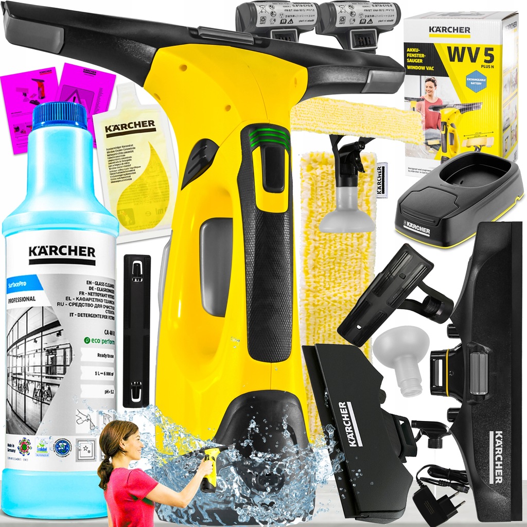 MYJKA KARCHER WV5 PREMIUM DO OKIEN PŁYN 2x BATERIA - 11382405722 ...