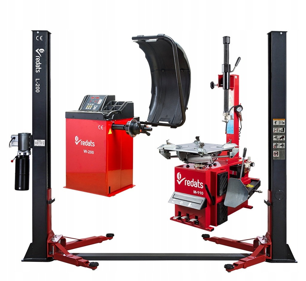 Zestaw 3w1 Redats Podnośnik L-200 Montażownica M-110 Wyważarka W-200 ...
