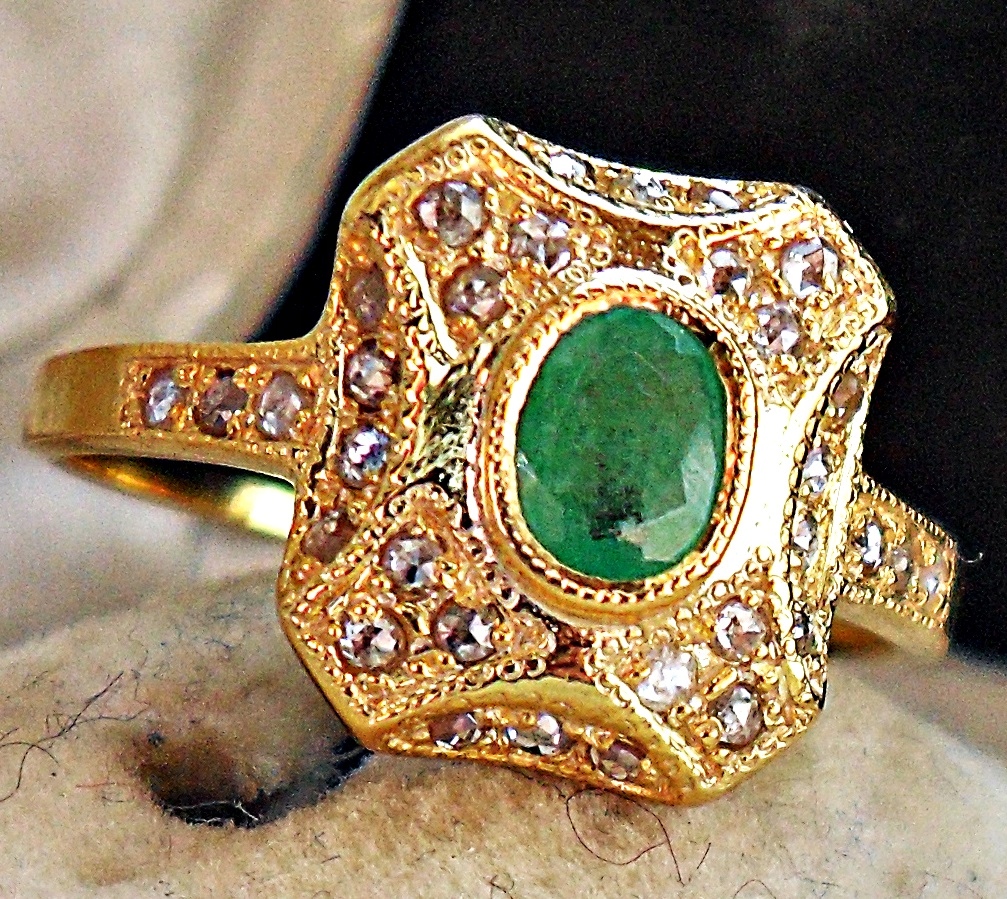 ANTYK LOOK SZMARAGD 0,50ct DIAMENTY ( STARY SZLIF) - 13745872393 - oficjalne archiwum Allegro