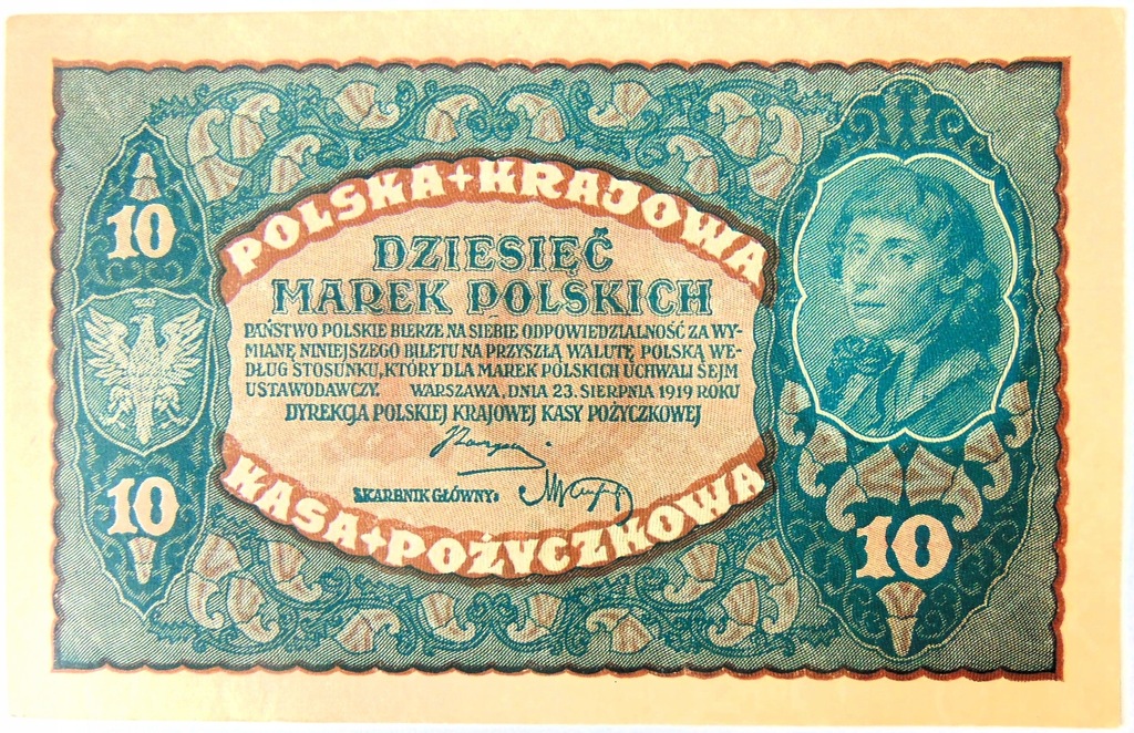 1919 10 Dziesięć Marek Polskich II Serja BU - 17272980198 - oficjalne ...