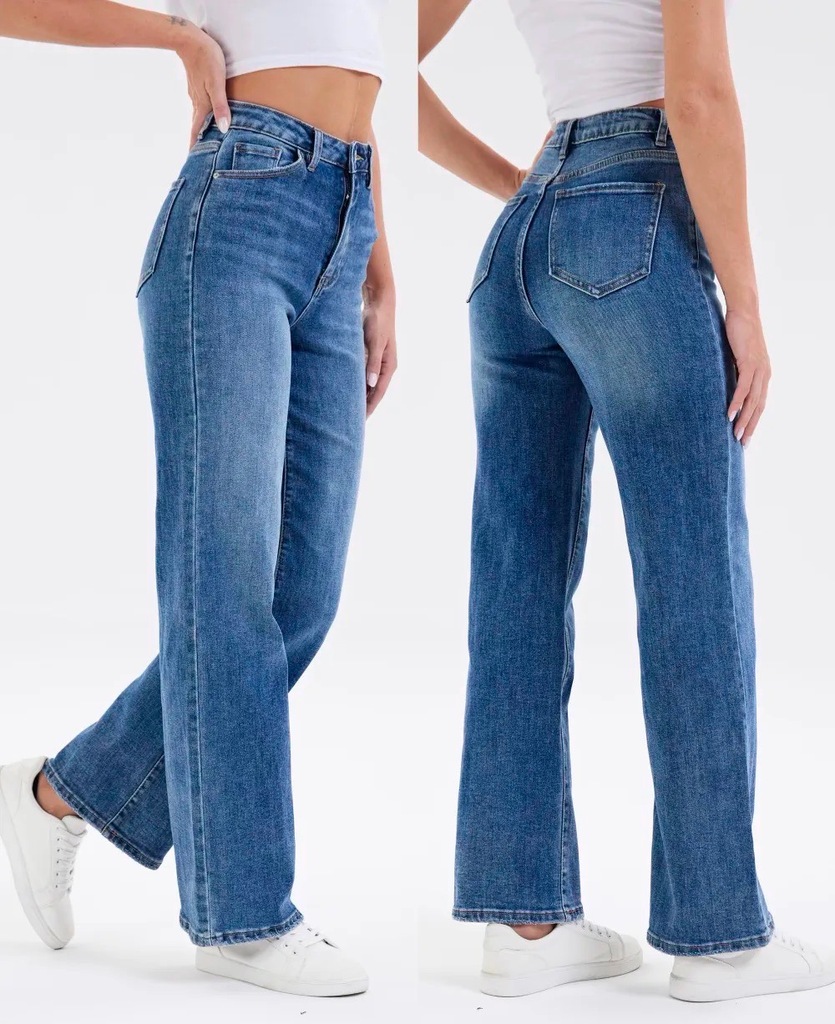 JEANSY DAMSKIE PROSTE SZEROKIE NOGAWKI MODELUJĄCE SPODNIE XS - 14900344320 - oficjalne archiwum ...