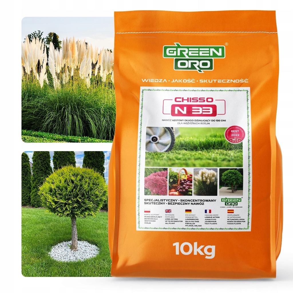 Nawóz do Trawnika Trawy Boisk wiosenno letni Chisso N 33 10kg GREEN ORO ...
