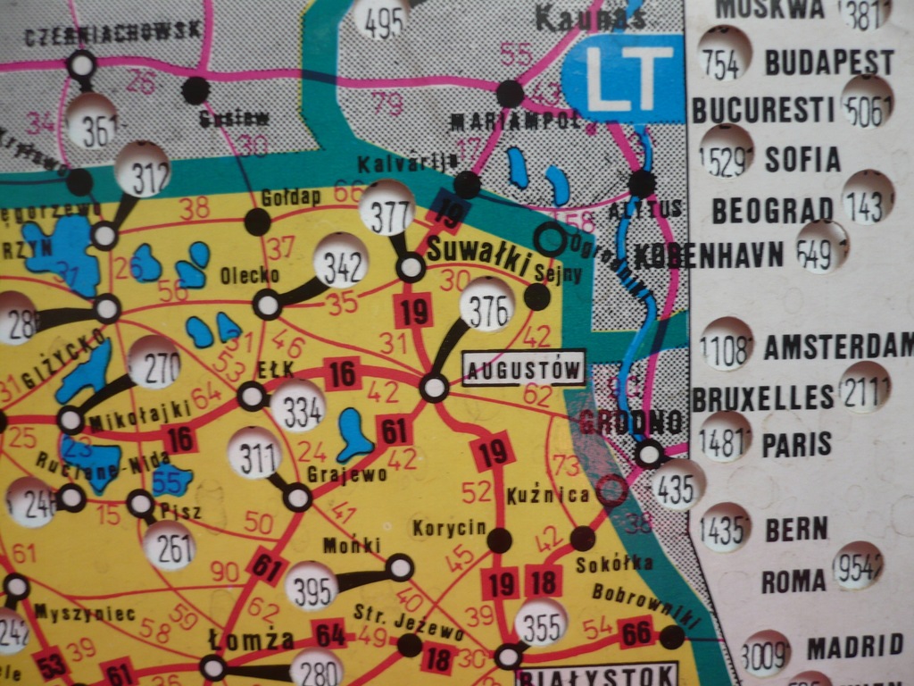 Samochodowa mapa Polski z odległościami miast - 10418598415 - oficjalne ...