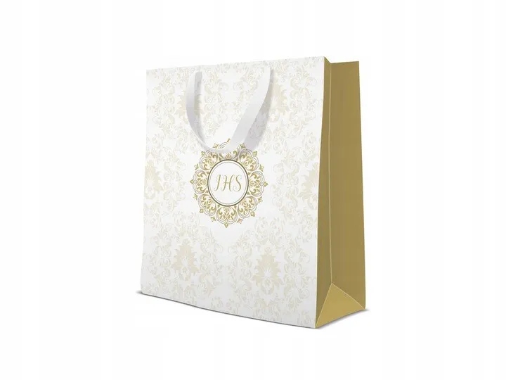 Torba ozdobna na prezent komunijna ornament IHS - 12168128458 - oficjalne archiwum Allegro