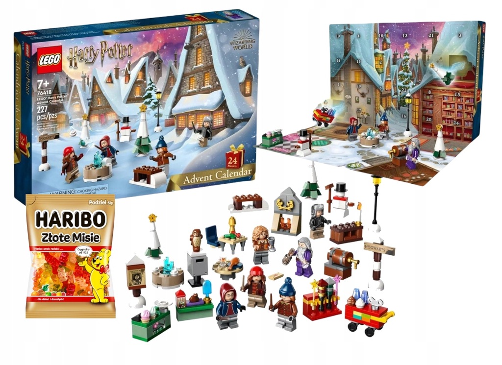 Kalendarz adwentowy 2023 LEGO Harry Potter klocki 24 figurki + żelki ...