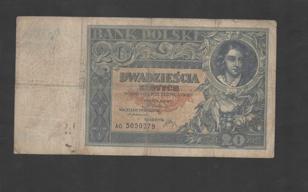 Banknot -- 20 złotych 1931 rok , ser. AO. - 12935333236 - oficjalne ...