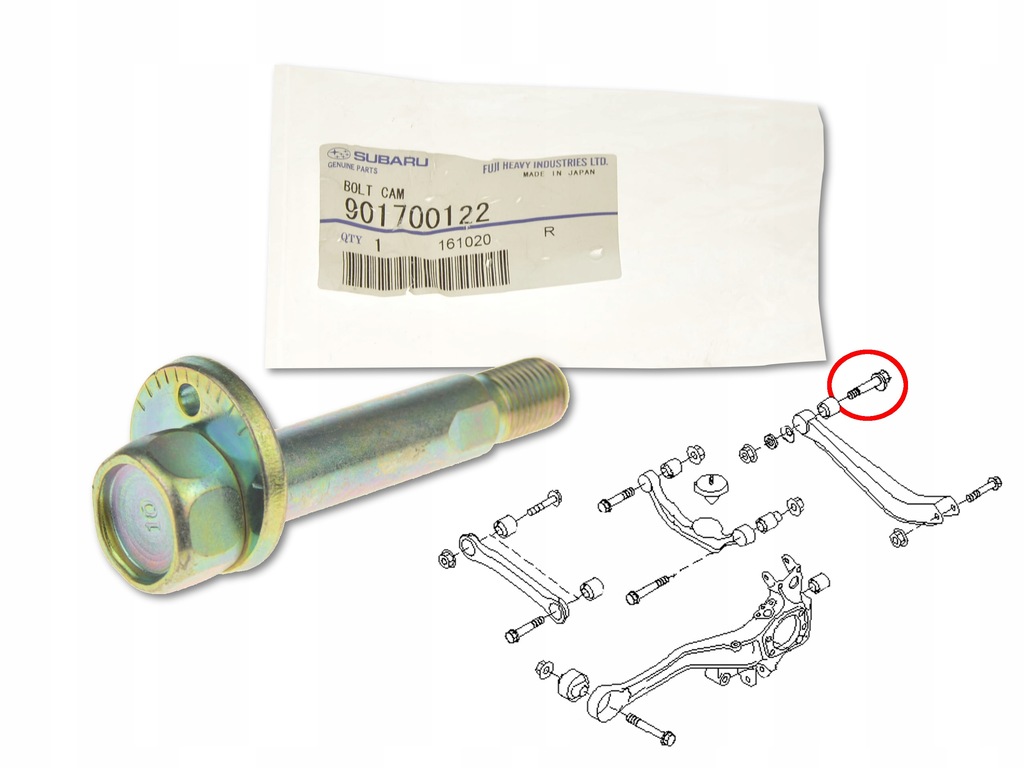 ŚRUBA MIMOŚRODOWA WAHACZA TYŁ 901700122 OE SUBARU - 9635968782 ...